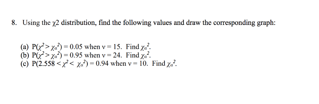 Solved 8. Using the x2 distribution, find the following | Chegg.com