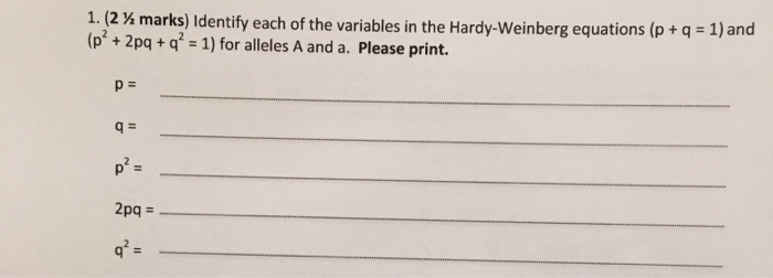 Solved Identify each of the variables in the Hardy-Weinberg | Chegg.com