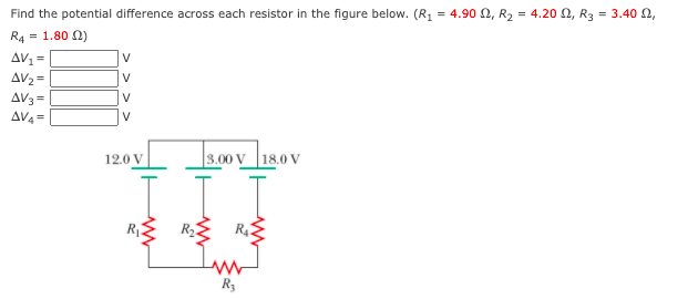 Solved V Find the potential difference across each resistor | Chegg.com