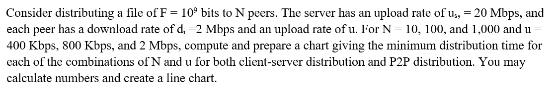 Solved Consider Distributing A File Of F109 Bits To N 2113