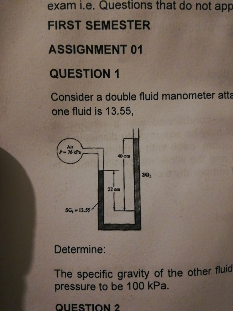 Solved Consider a double fluid manometer attached to an air | Chegg.com