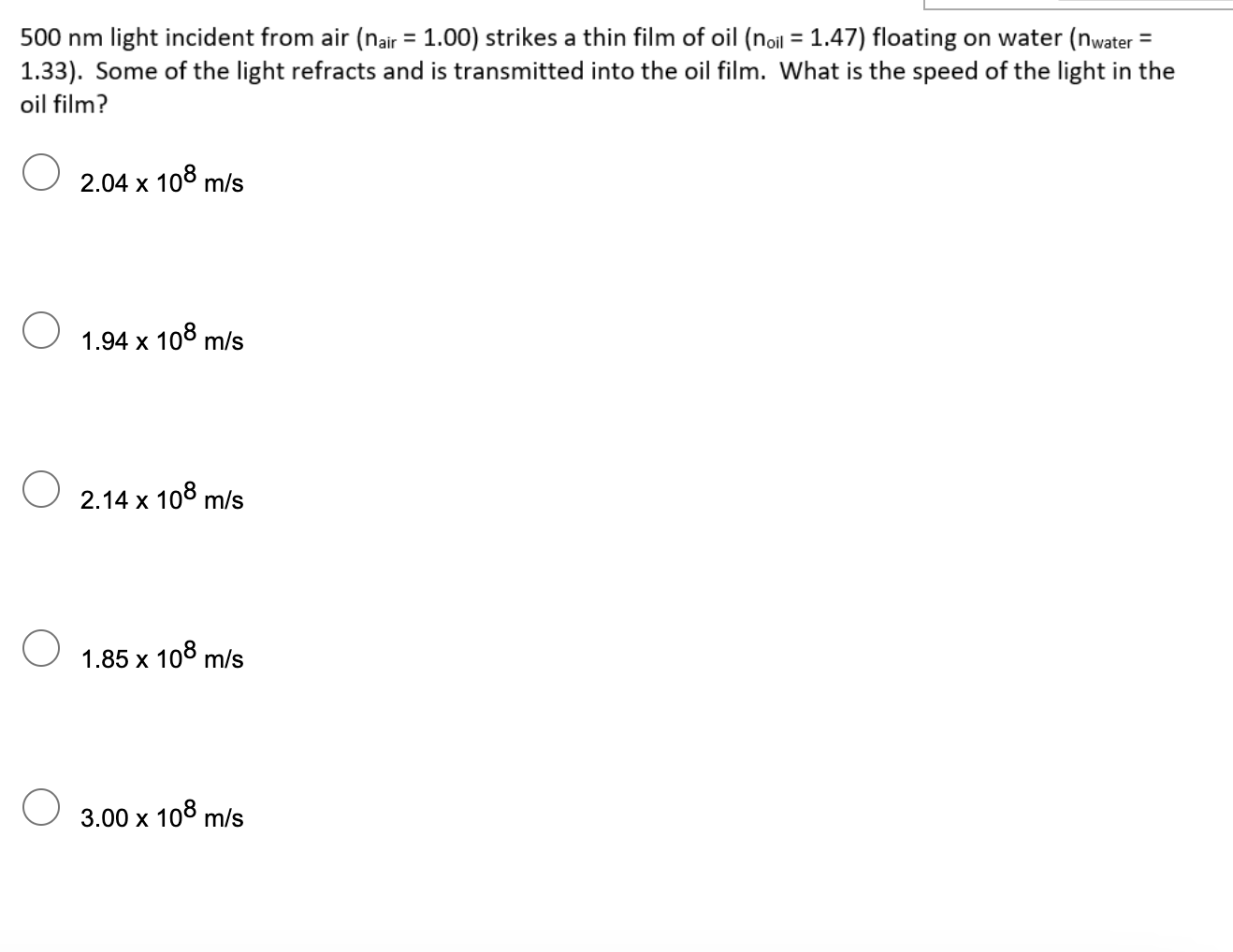 Solved \\( 500 \\mathrm{~nm} \\) light incident from air \\( | Chegg.com