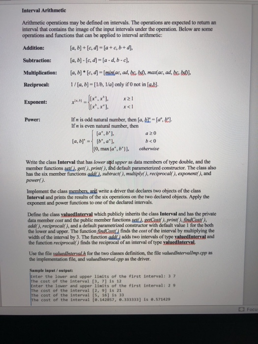 Solved Interval Arithmetice Arithmetic operations may be | Chegg.com