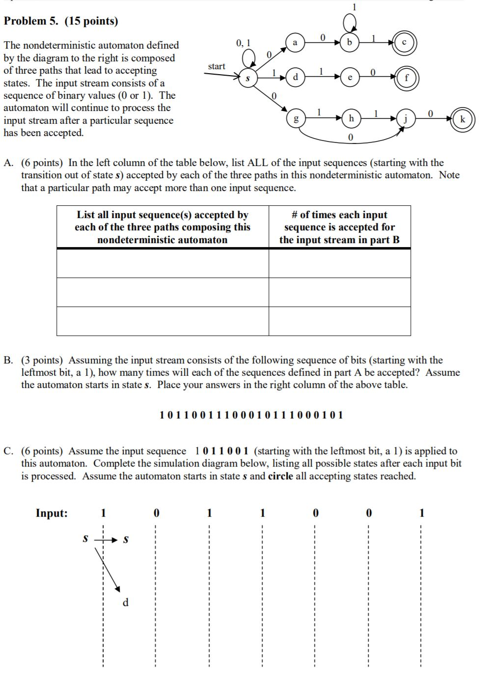Solved Problem 5. (15 points) start The nondeterministic | Chegg.com