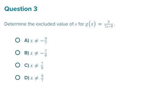 Solved Question 1 Determine the excluded value of x for the | Chegg.com