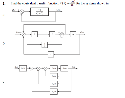 Solved 1. Find the equivalent transfer function, | Chegg.com