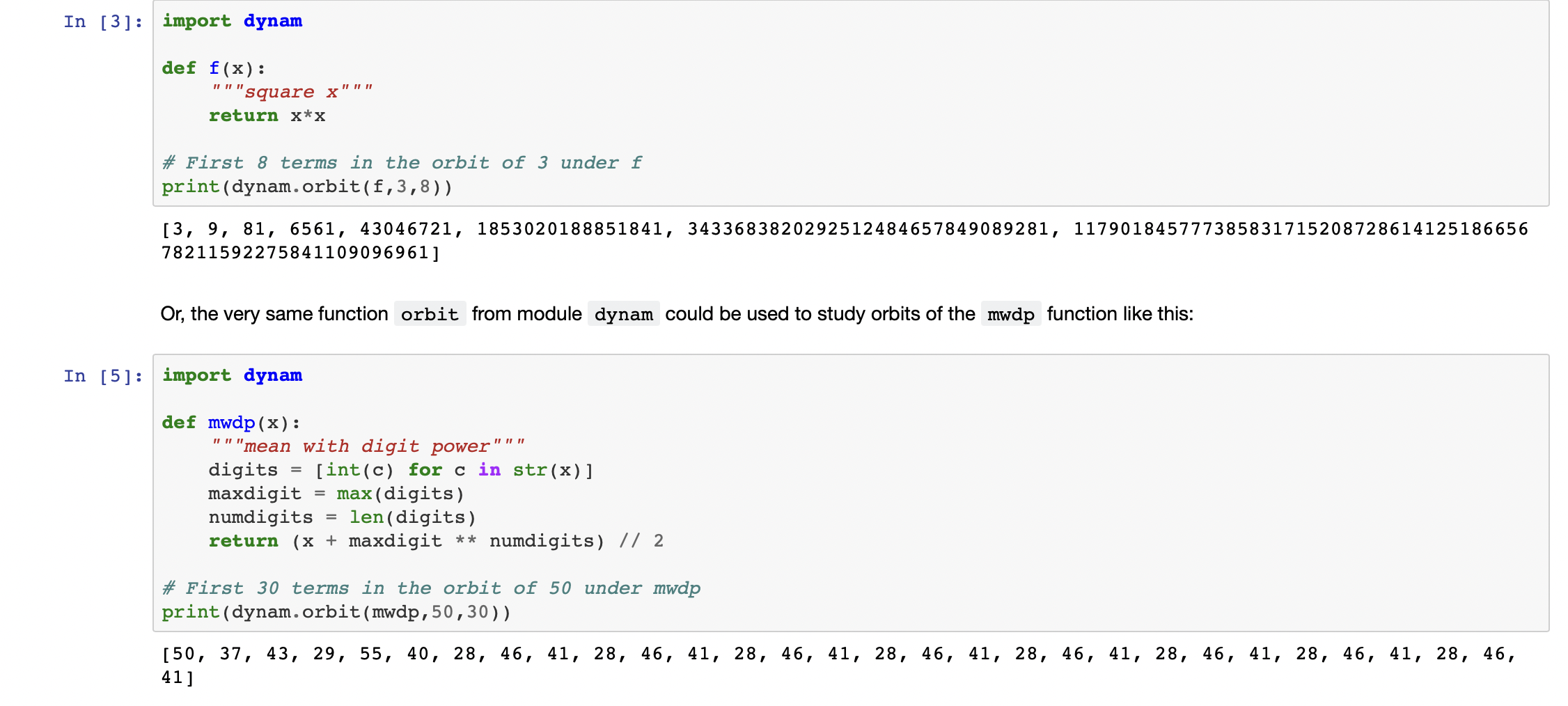 Solved In [3]: import dynam def f(x): I 11 "square x"!! | Chegg.com