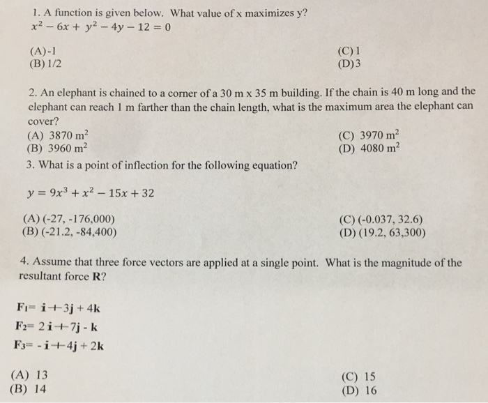 Solved 1. A function is given below. What value of x | Chegg.com