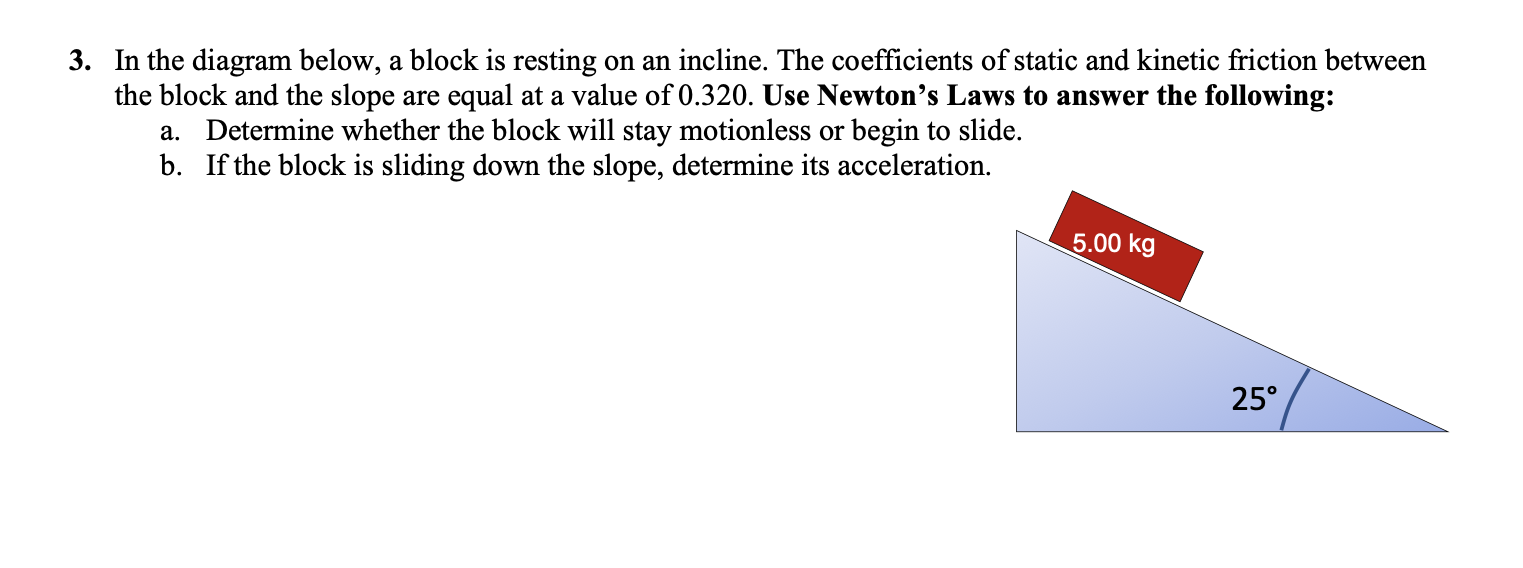 Solved 3. In the diagram below, a block is resting on an | Chegg.com