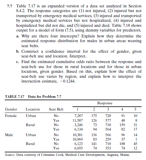 Solved 7.7 Table 7.17 is an expanded version of a data set | Chegg.com
