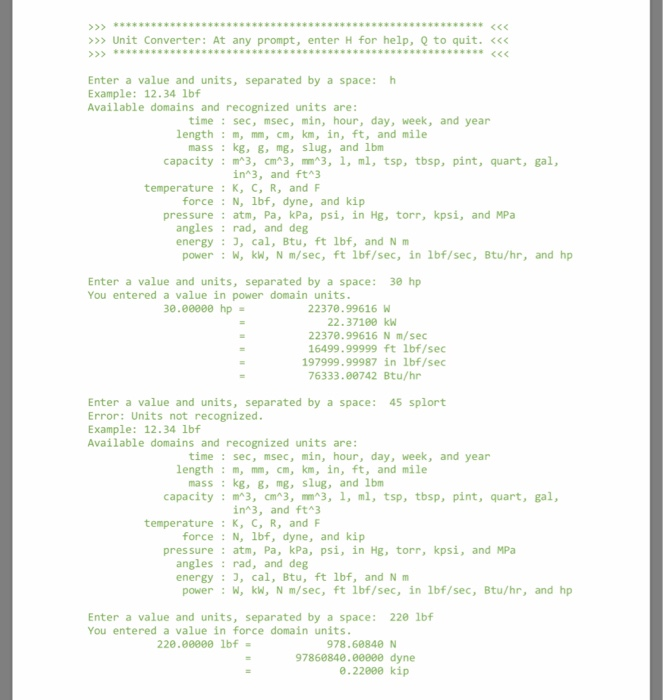 Solved 1. Write a semi-smart unit converter Conversion of | Chegg.com