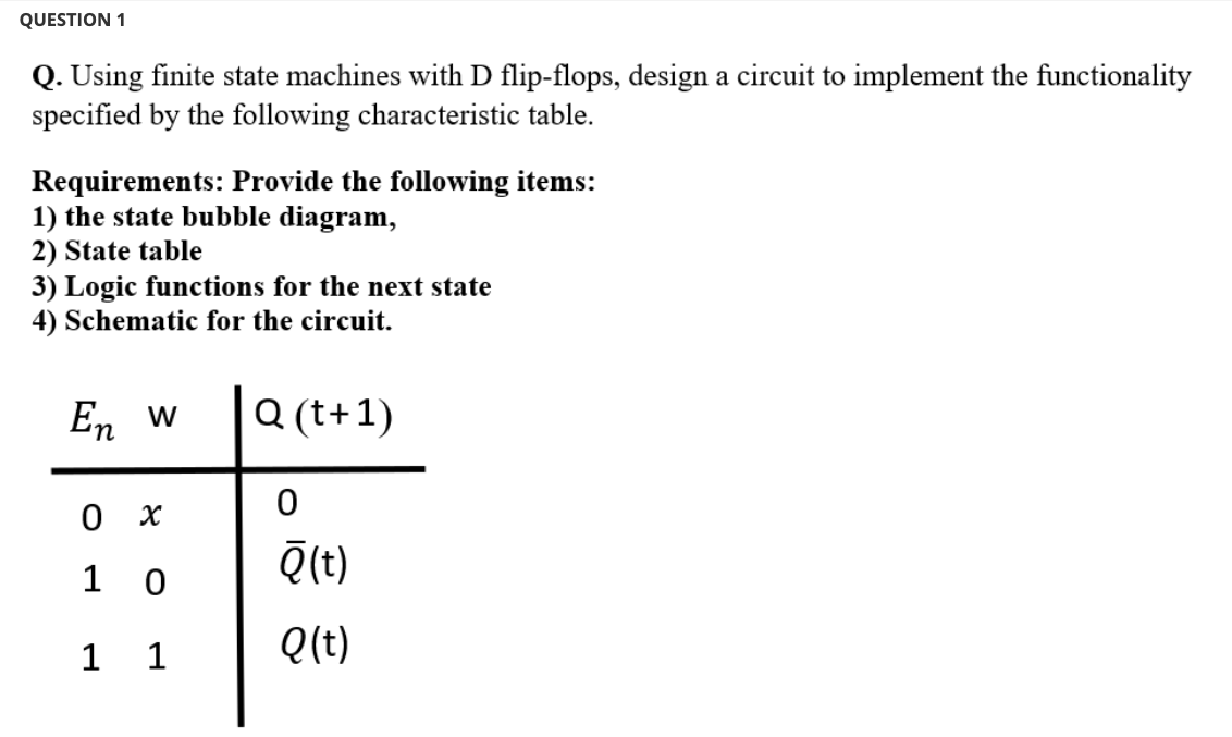 Solved QUESTION 1 Q. Using finite state machines with D | Chegg.com