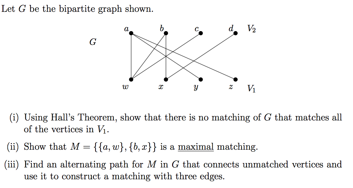 Solved Let G be the bipartite graph shown. a b C d V2 G W C | Chegg.com