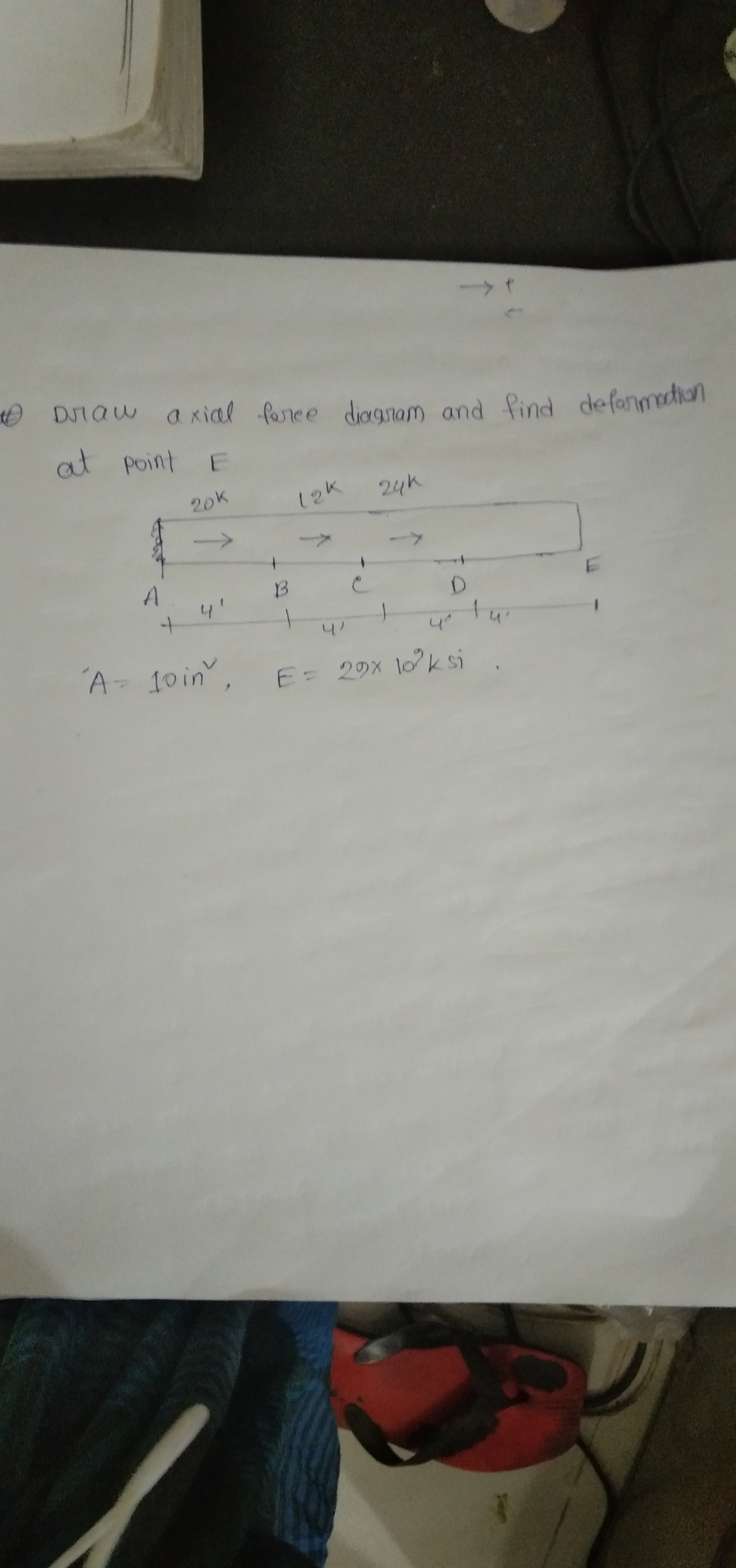 Solved (A) Draw axial ferce diagram and find deformation at | Chegg.com