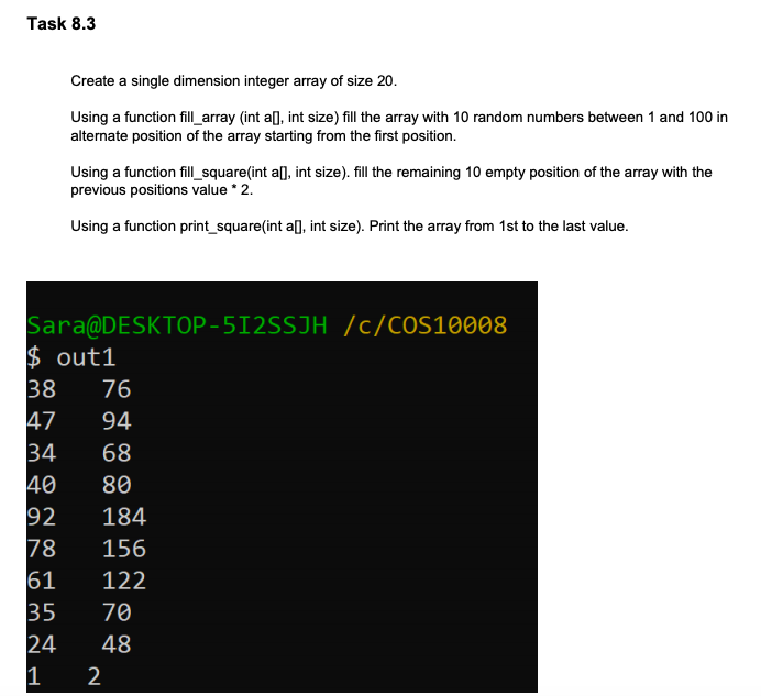 C programming 2D ARRAYS? 1. A two dimensional array | Chegg.com