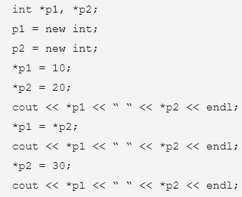 Solved int *p1, *p2; pl = new int; p2 = new int; *p1 = 10; | Chegg.com