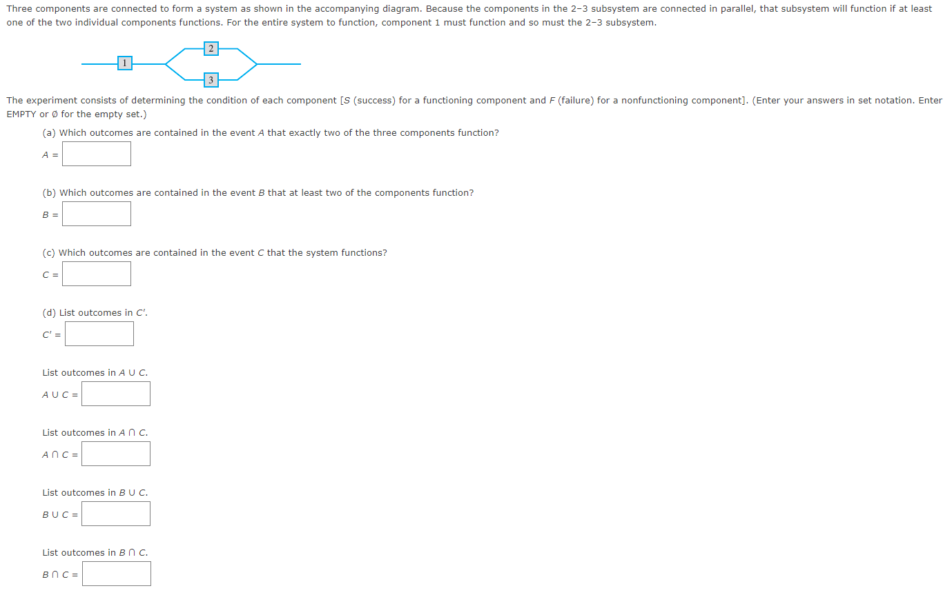 Solved EMPTY or ∅ for the empty set.) (a) Which outcomes are | Chegg.com