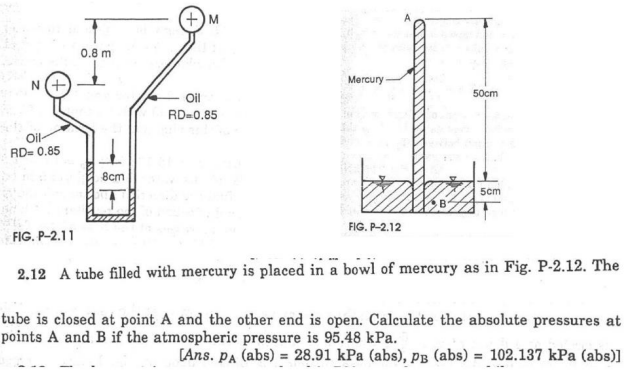 Solved 2.12 A tube filled with mercury is placed in a bowl | Chegg.com