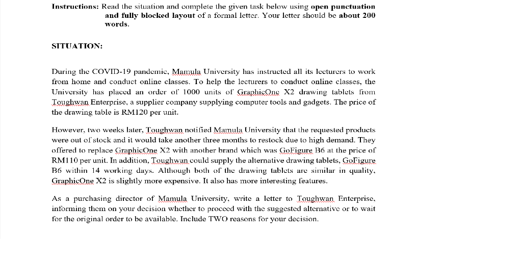 Solved Instructions: Read the situation and complete the | Chegg.com