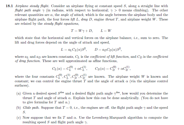 18.1 Airplane steady flight. Consider an airplane | Chegg.com