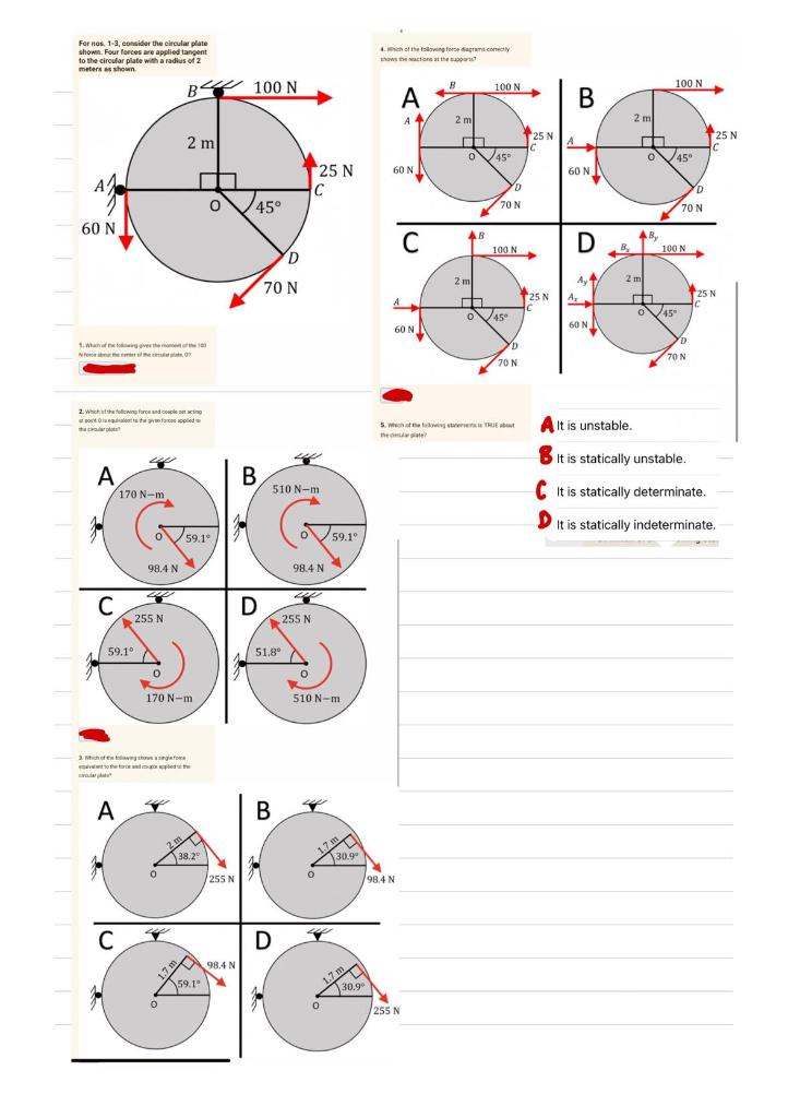 For nos. 1-3, consider the circular plate shown. Four | Chegg.com