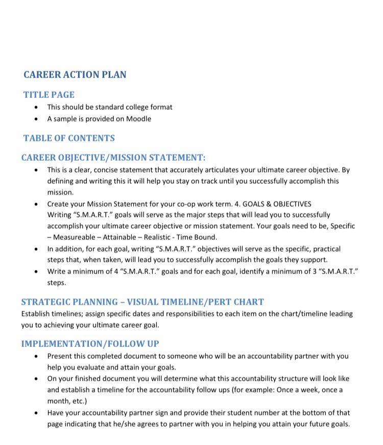 Solved CAREER ACTION PLAN TITLE PAGE • This should be | Chegg.com