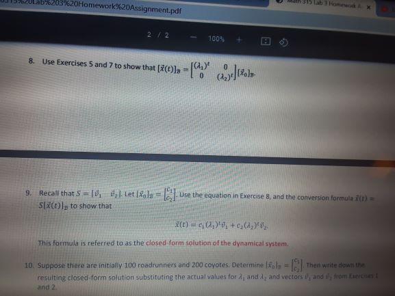 Solved Math 315 Lab 3 Homework Assignment This lab | Chegg.com