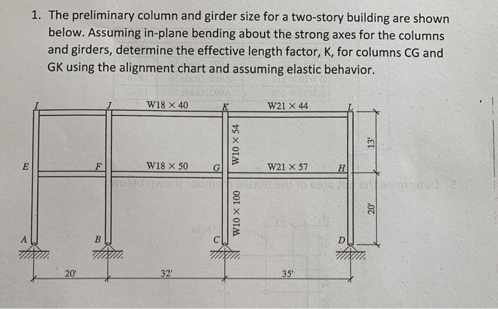 1. The preliminary column and girder size for a | Chegg.com