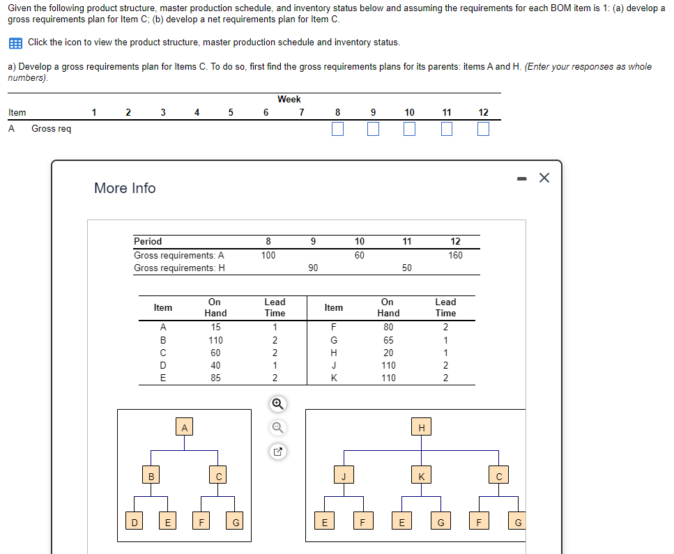 Solved Given the following product structure, master | Chegg.com Solved Given the following product structure, master | Chegg.com