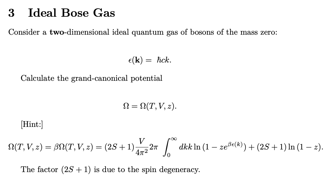 Solved 3 Ideal Bose Gas Consider a two-dimensional ideal | Chegg.com
