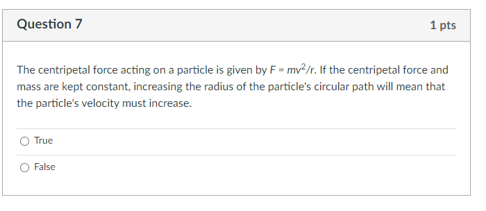 Solved The centripetal force acting on a particle is given | Chegg.com