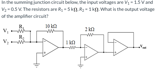 Solved In the summing junction circuit below, the input | Chegg.com