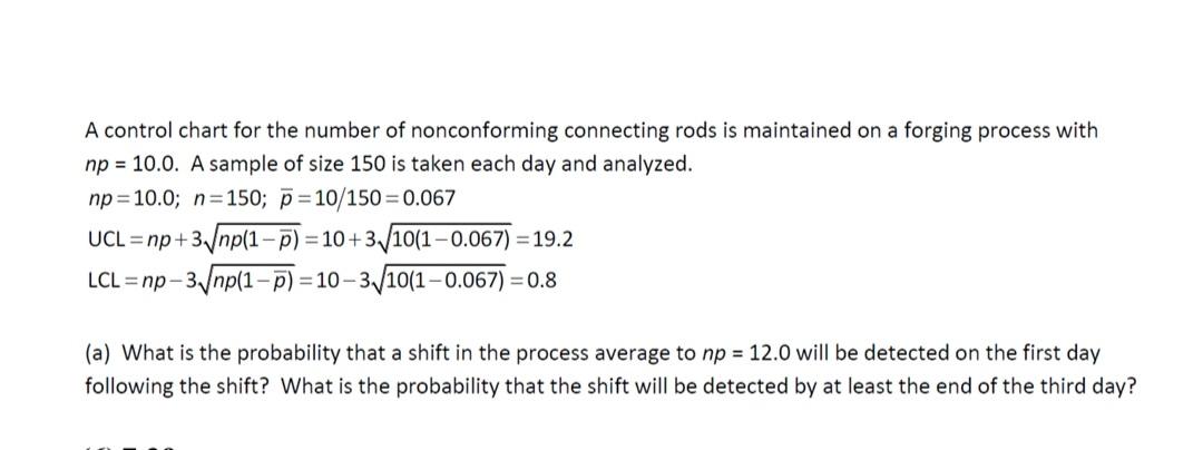 Solved A control chart for the number of nonconforming | Chegg.com