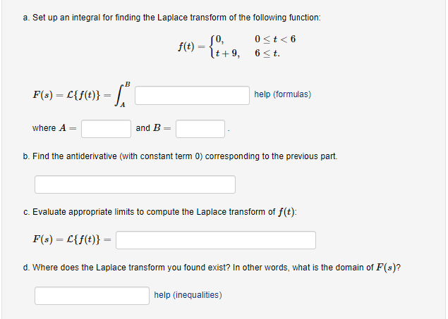Solved a. Set up an integral for finding the Laplace | Chegg.com