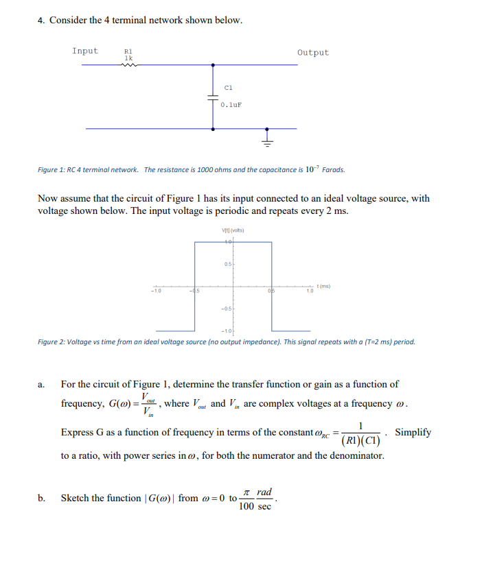 4. Consider the 4 terminal network shown below. Input | Chegg.com