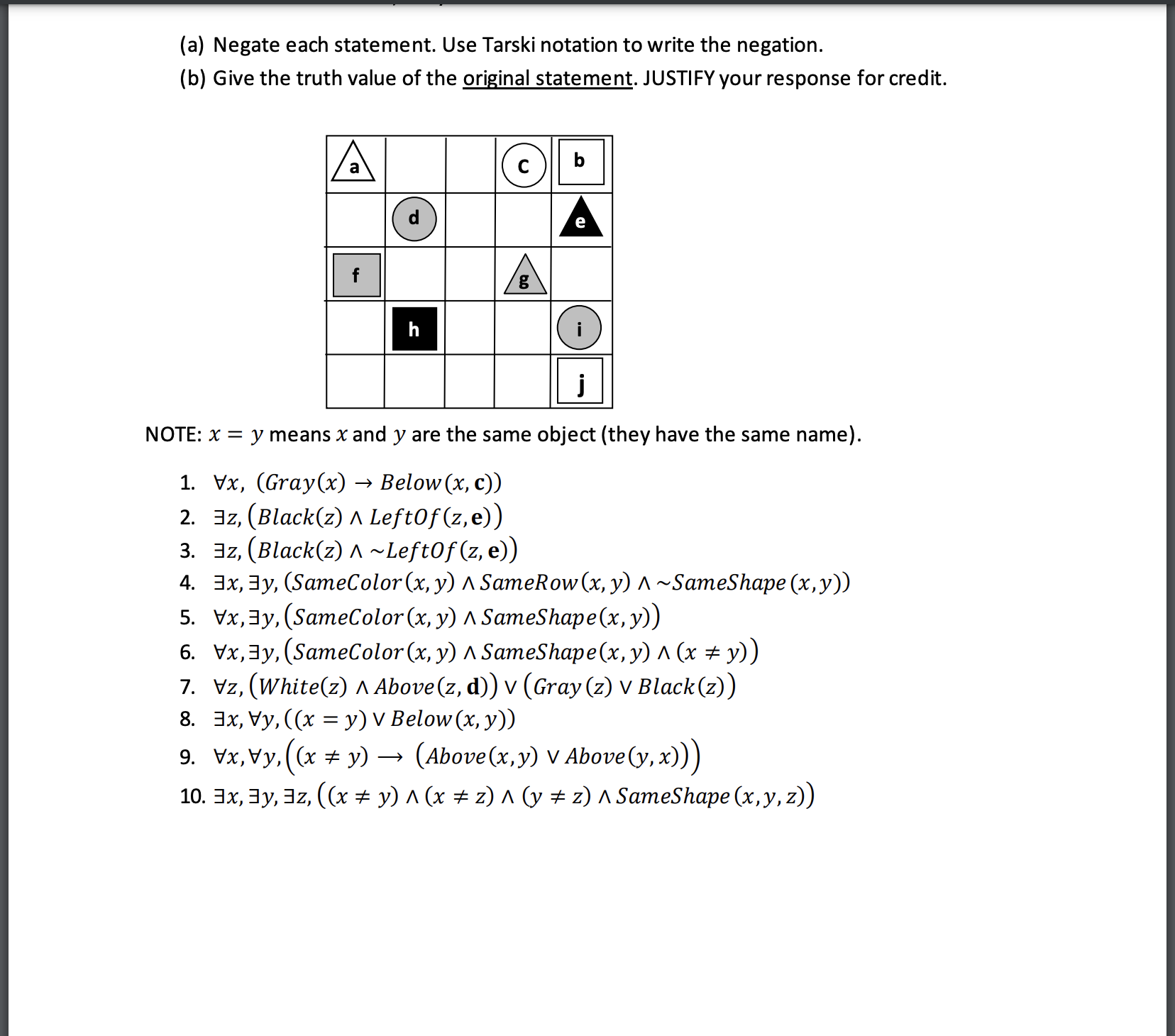 Solved (a) Negate each statement. Use Tarski notation to | Chegg.com
