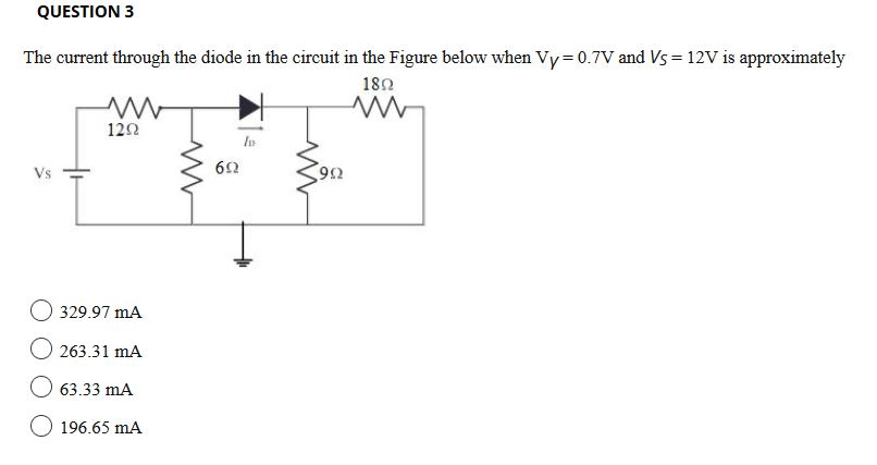 Solved Question 3 The Current Through The Diode In The