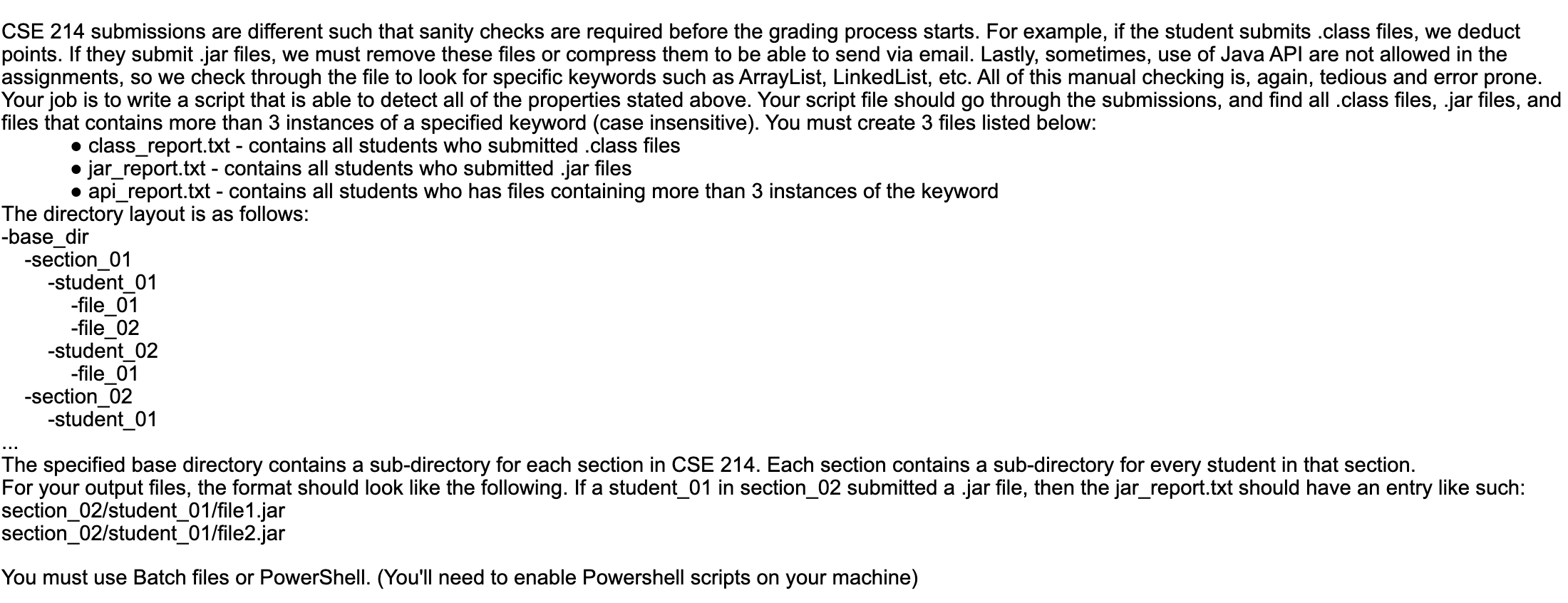 CSE 214 submissions are different such that sanity | Chegg.com