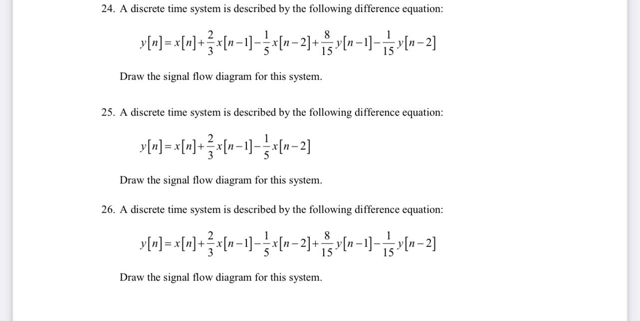 Solved 24. A discrete time system is described by the | Chegg.com