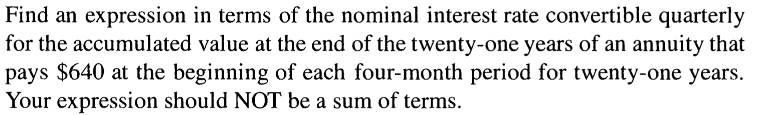 Solved Find an expression in terms of the nominal interest | Chegg.com