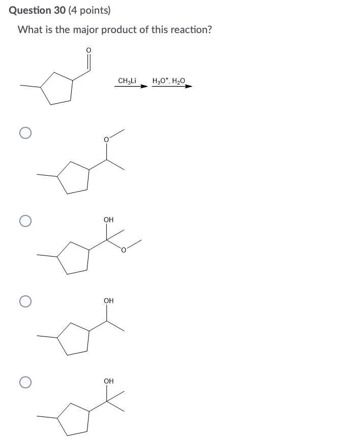 Solved Question 30 (4 points) What is the major product of | Chegg.com