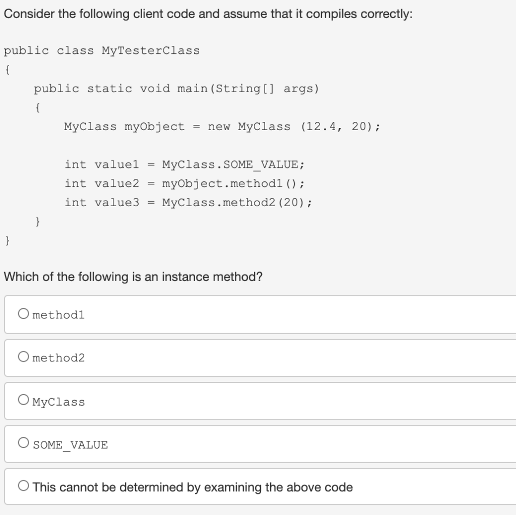 Solved Consider the following client code and assume that it | Chegg.com