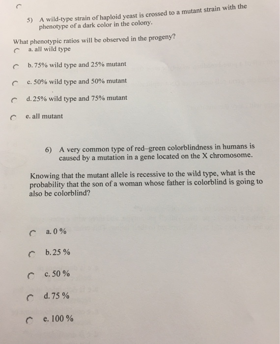 Solved 5) A wild- type strain of haploid yeast is crossed to | Chegg.com