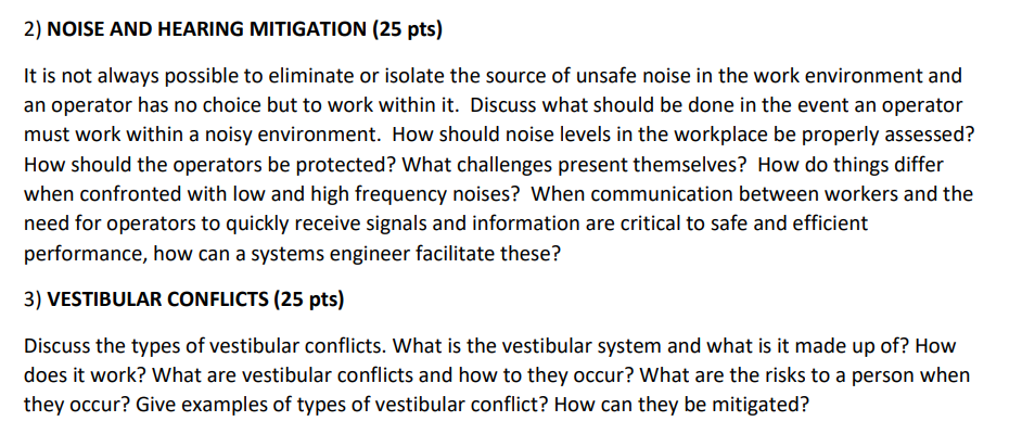 Solved 2) NOISE AND HEARING MITIGATION (25 pts) It is not | Chegg.com