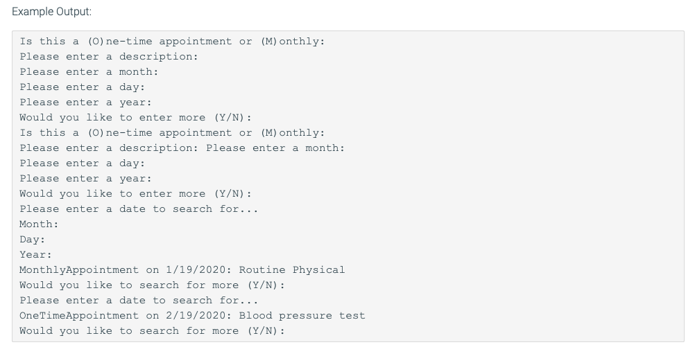 Solved In Python 3 Please Using Your Appointment Class From 7166