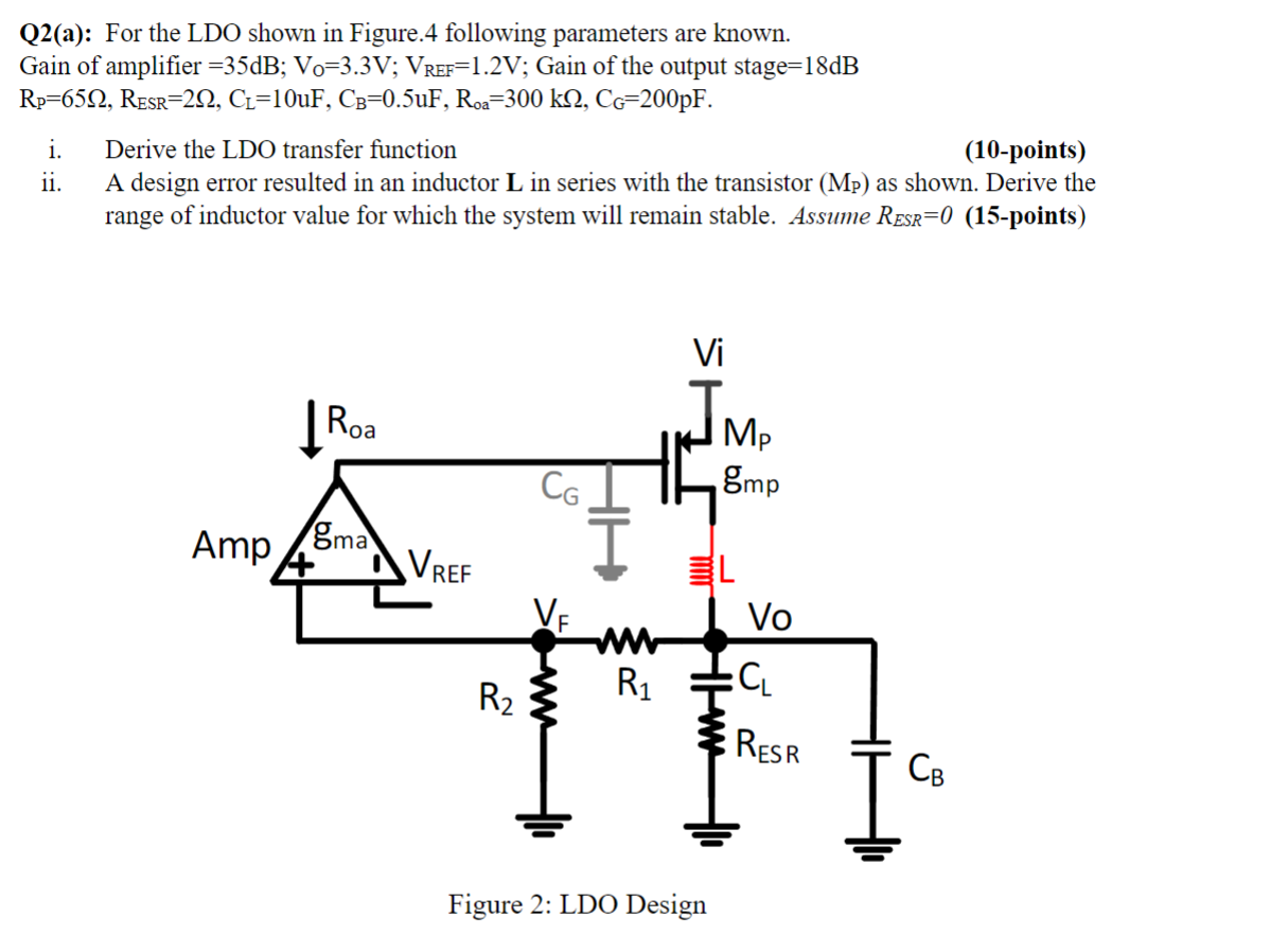 Solved Q2(a): For the LDO shown in Figure.4 ﻿following | Chegg.com