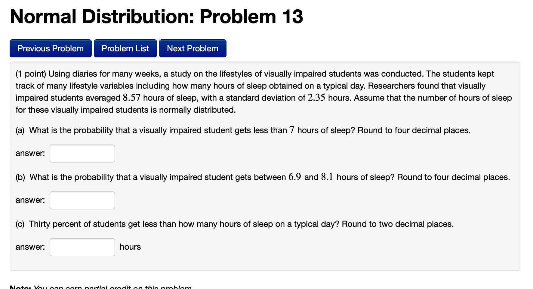 Solved Normal Distribution: Problem 13 Previous Problem | Chegg.com