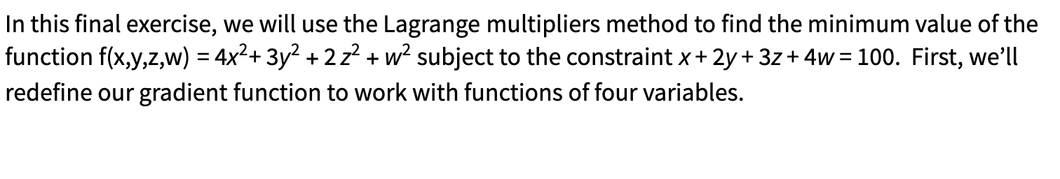 Solved In this final exercise, we will use the Lagrange | Chegg.com