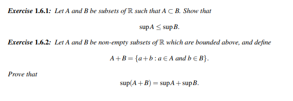 Solved Exercise 1.6.1: Let A and B be subsets of R such that | Chegg.com