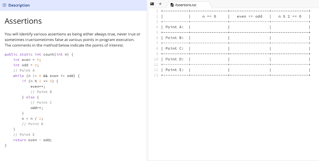 Solved Description + Assertions.txt 2 | even